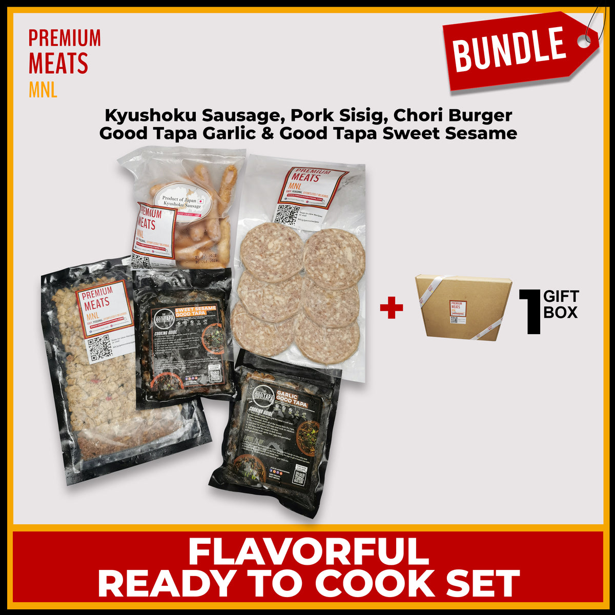 Flavorful Ready to Cook Set: Kyushoku Sausage, Pork Sisig, Chori Burge ...