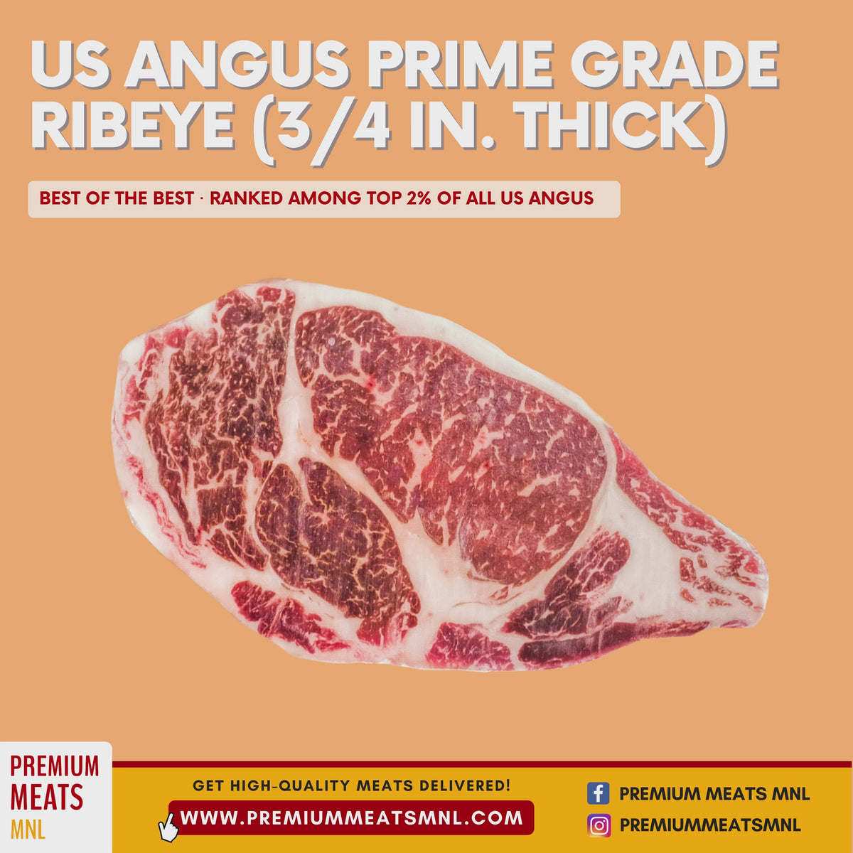 USDA Angus Prime Grade Ribeye (3/4 in. thick) – Premium Meats MNL